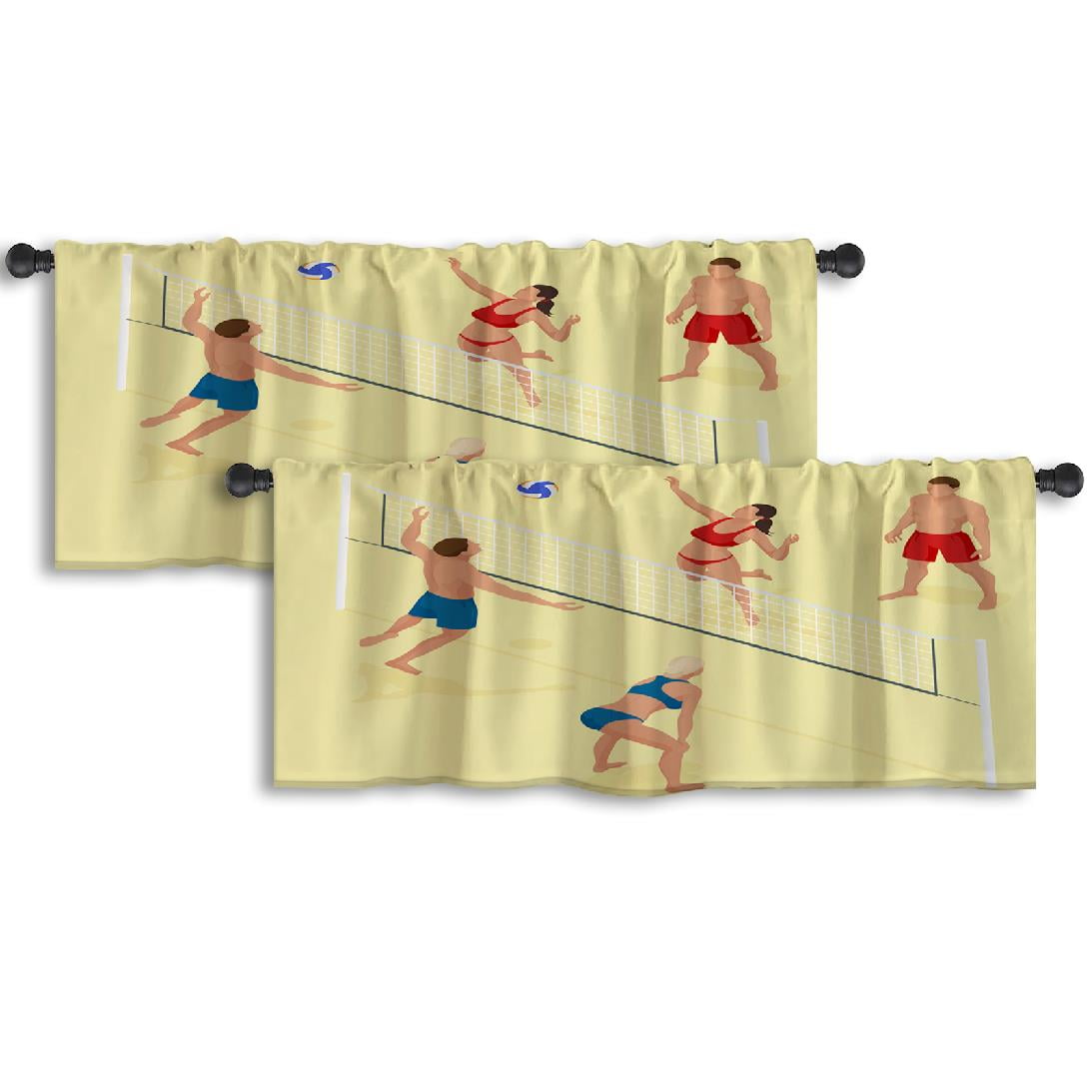 LALILO Kitchen Curtain Valance Group Young Friends Playing Rod Pocket ...