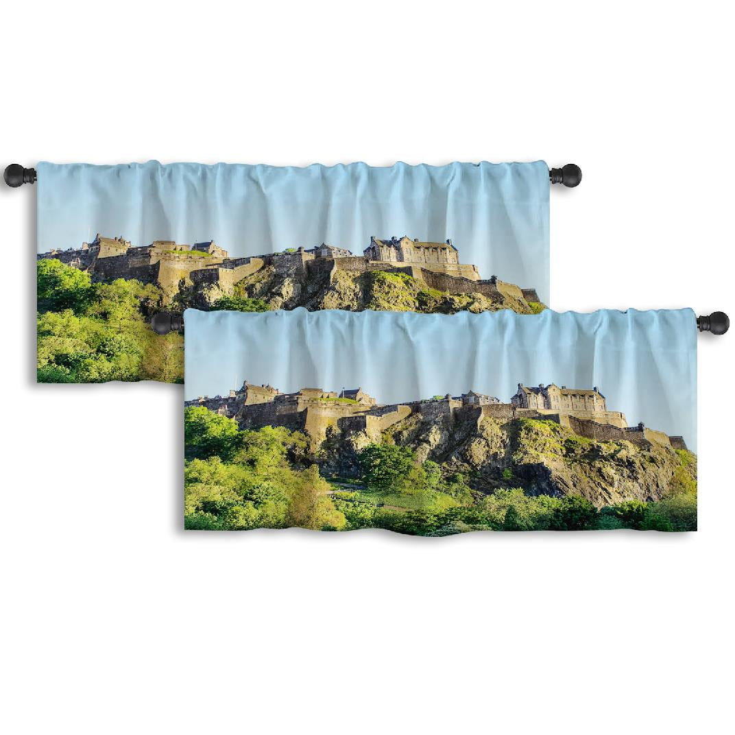LALILO Kitchen Curtain Valance Hill Castle Castle Scotland Rod Pocket ...