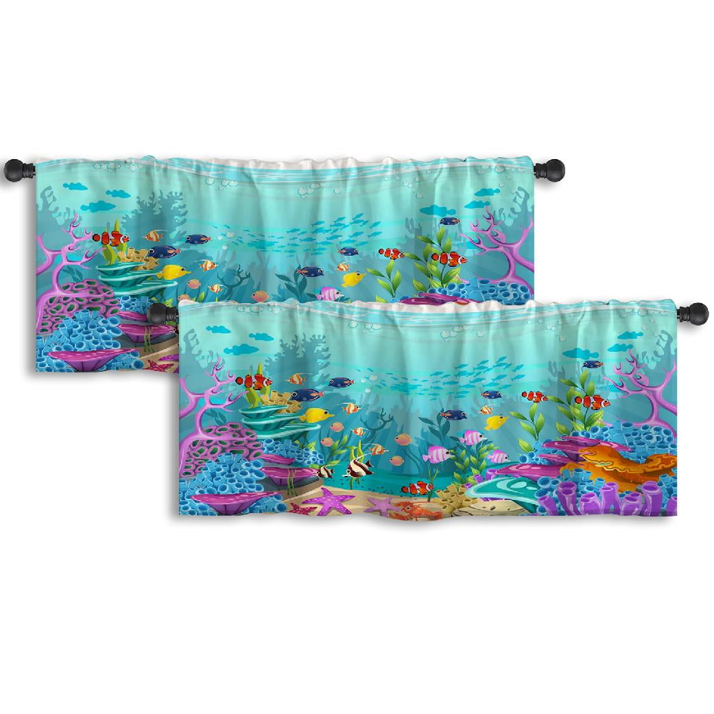 LALILO Kitchen Curtain Valance Hot Air Balloon Flying Rock Rod Pocket ...