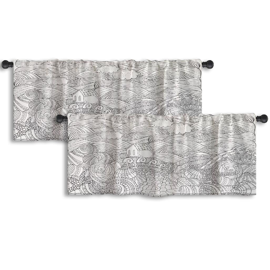 LALILO Kitchen Curtain Valance House And Shells Seascape Rod Pocket ...