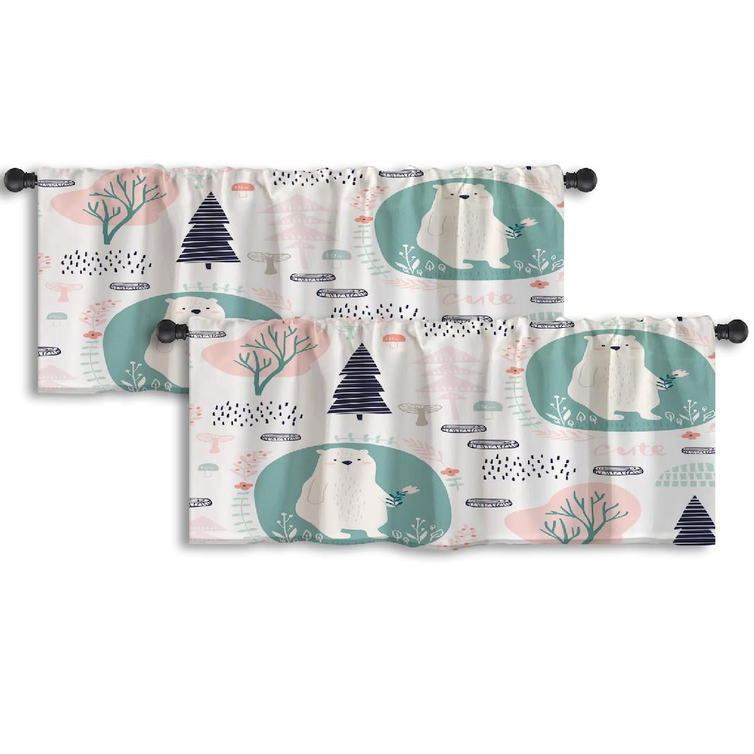 LALILO Kitchen Curtain Valance Houses Brick Ancient Castle Rod Pocket ...