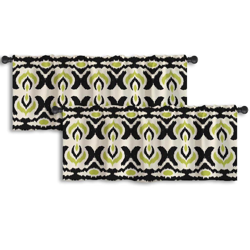 LALILO Kitchen Curtain Valance Ikat Border Tie Dye With Rod Pocket ...