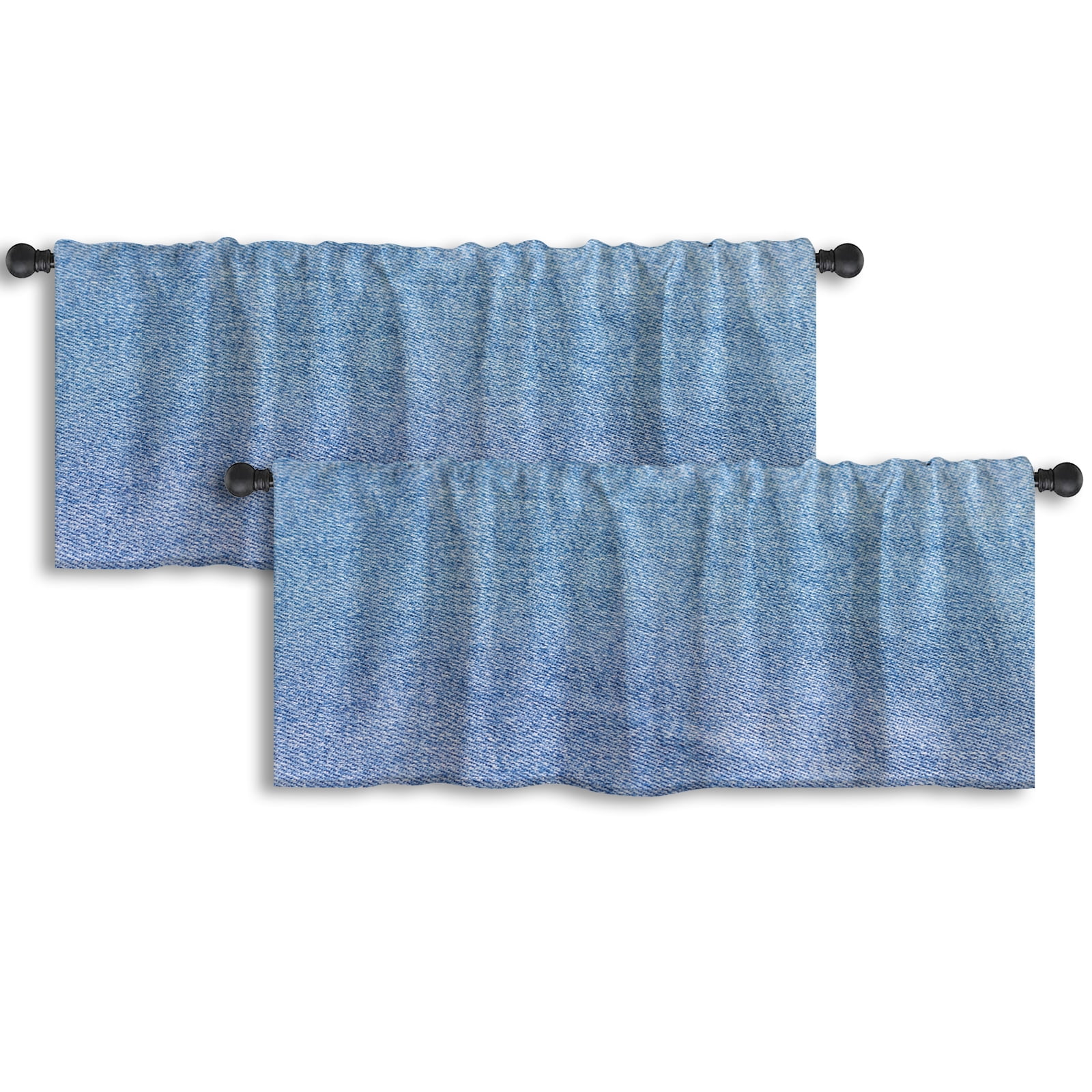 LALILO Kitchen Curtain Valance Jeans Denim Blue Rod Pocket Window ...