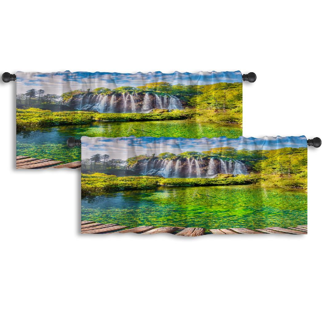 LALILO Kitchen Curtain Valance Landscape Beautiful Rock With Rod Pocket ...