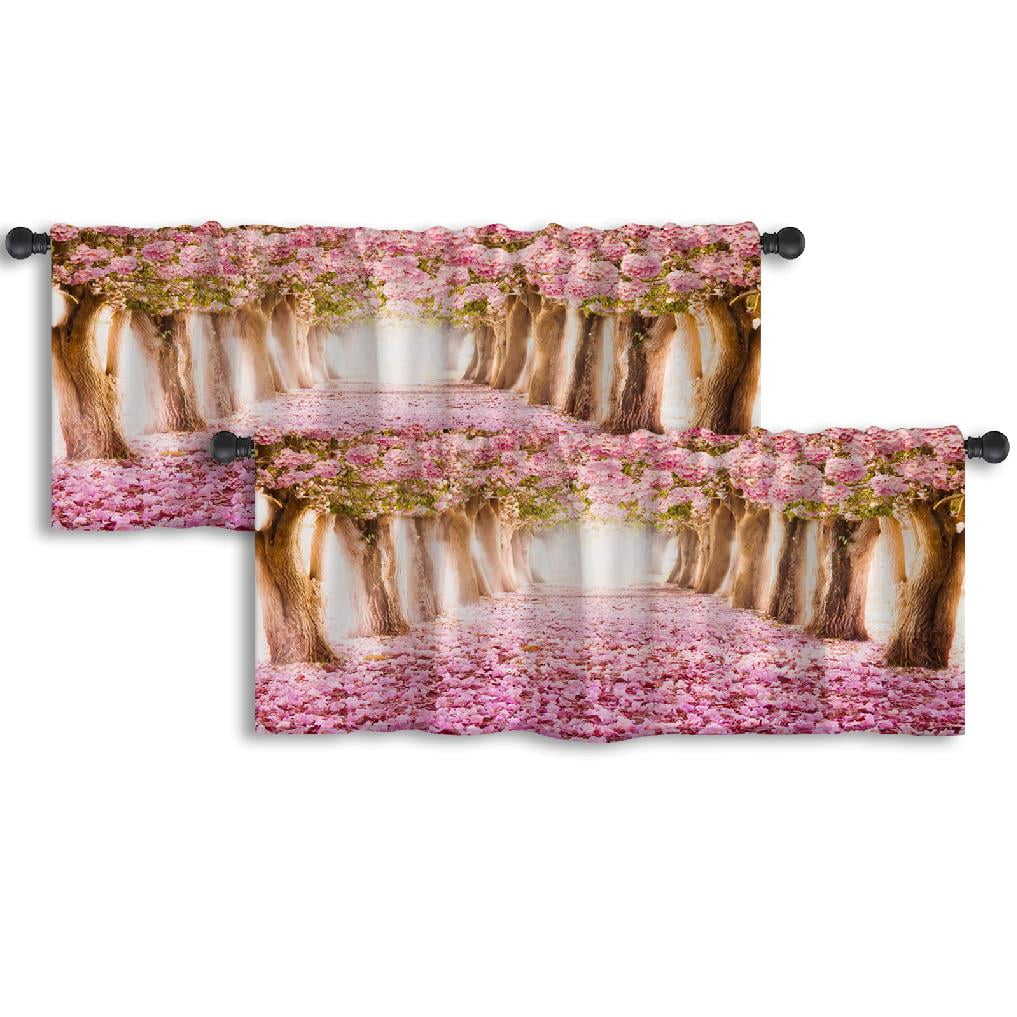 LALILO Kitchen Curtain Valance Landscape With Mountains Pine Rod Pocket ...