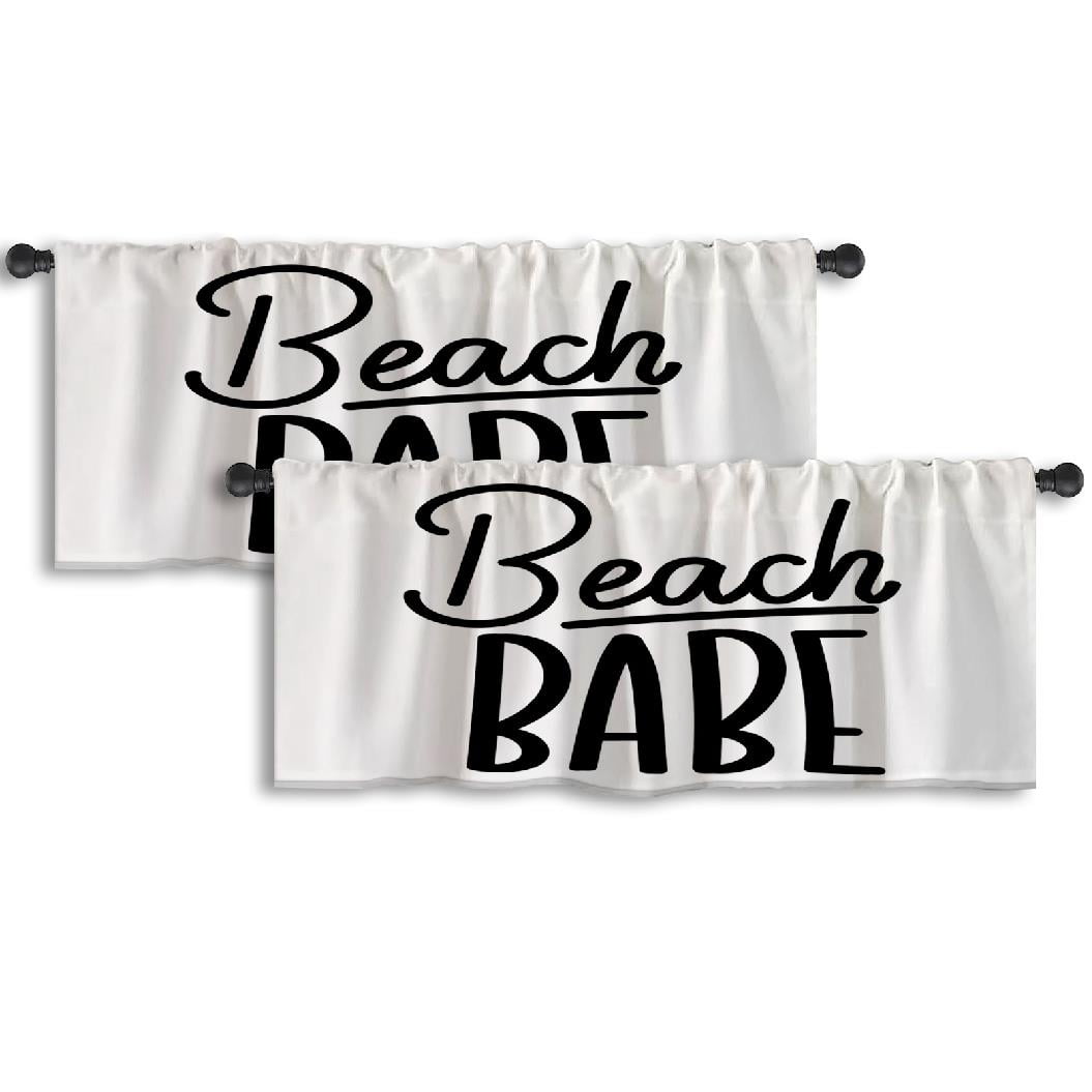 LALILO Kitchen Curtain Valance Lettering Quote Summer Rod Pocket Window ...