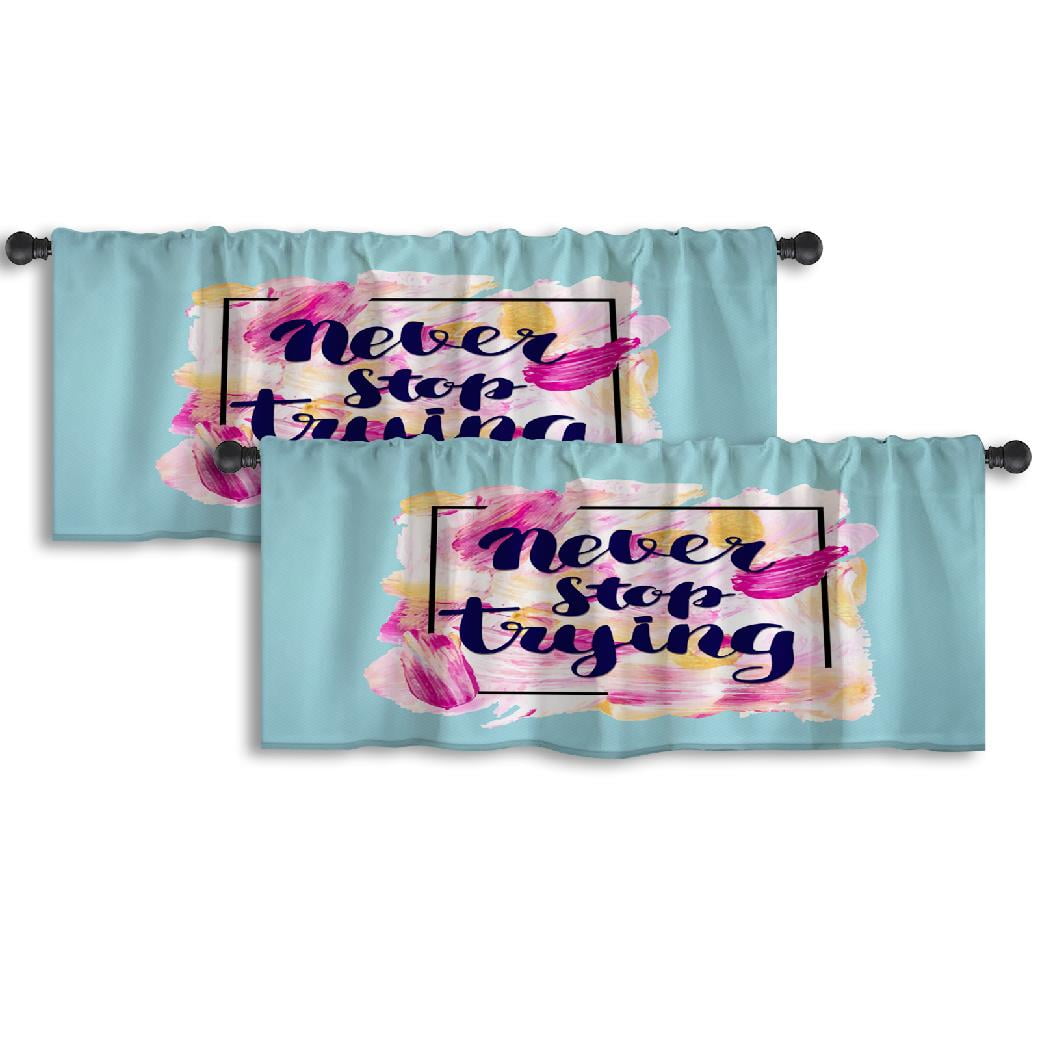 LALILO Kitchen Curtain Valance Lettering Stop Acrylic Rod Pocket Window ...