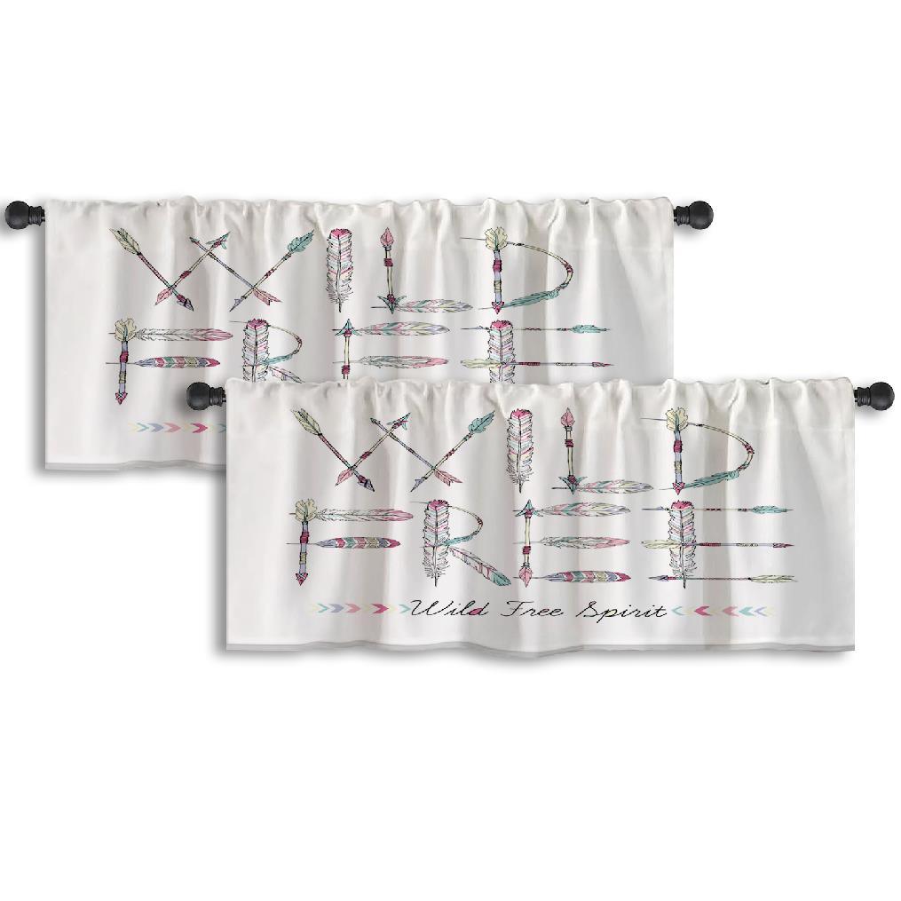 LALILO Kitchen Curtain Valance Lettering Tribal Wild Free Rod Pocket ...