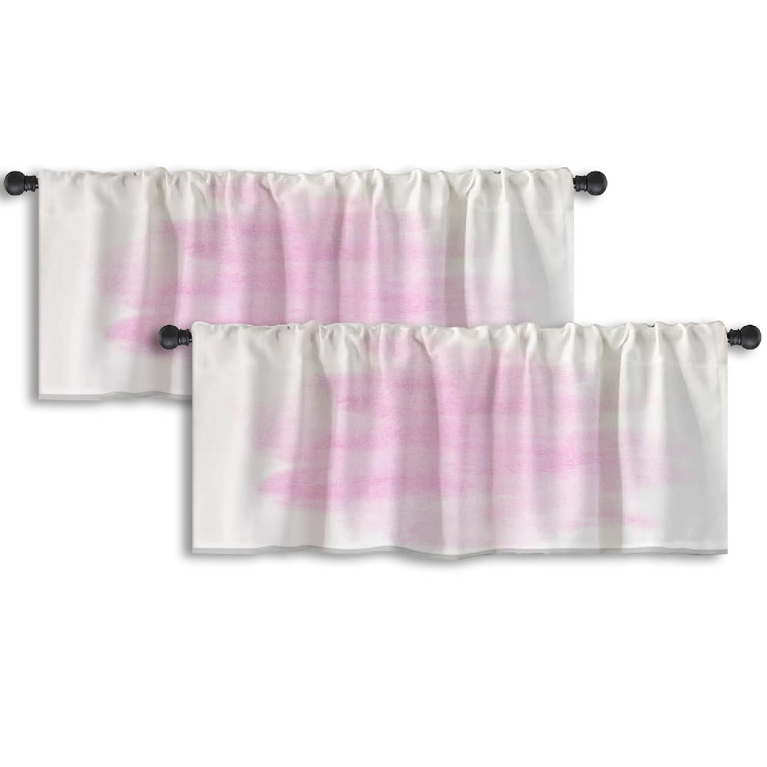 LALILO Kitchen Curtain Valance Light Pink Stain Banner Rod Pocket ...