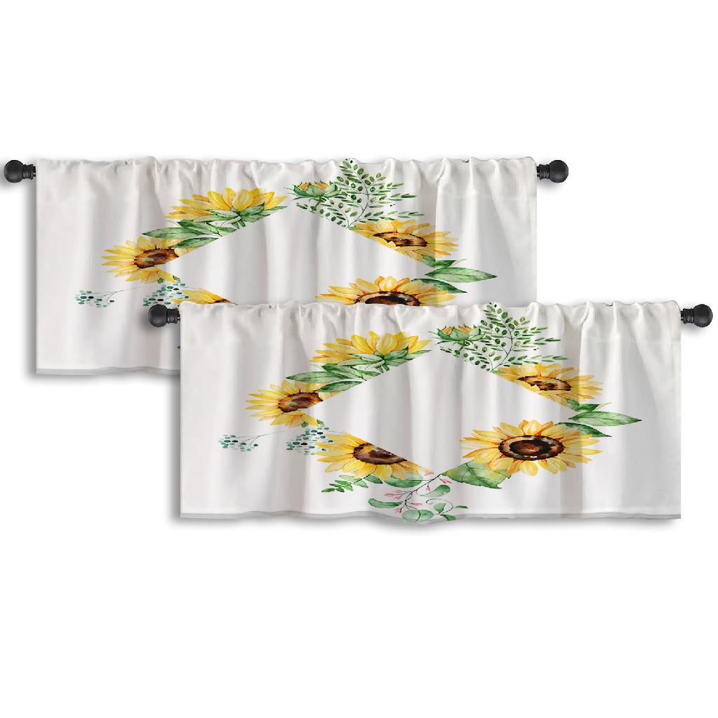 LALILO Kitchen Curtain Valance Line Symbols Sign Graphic Rod Pocket ...