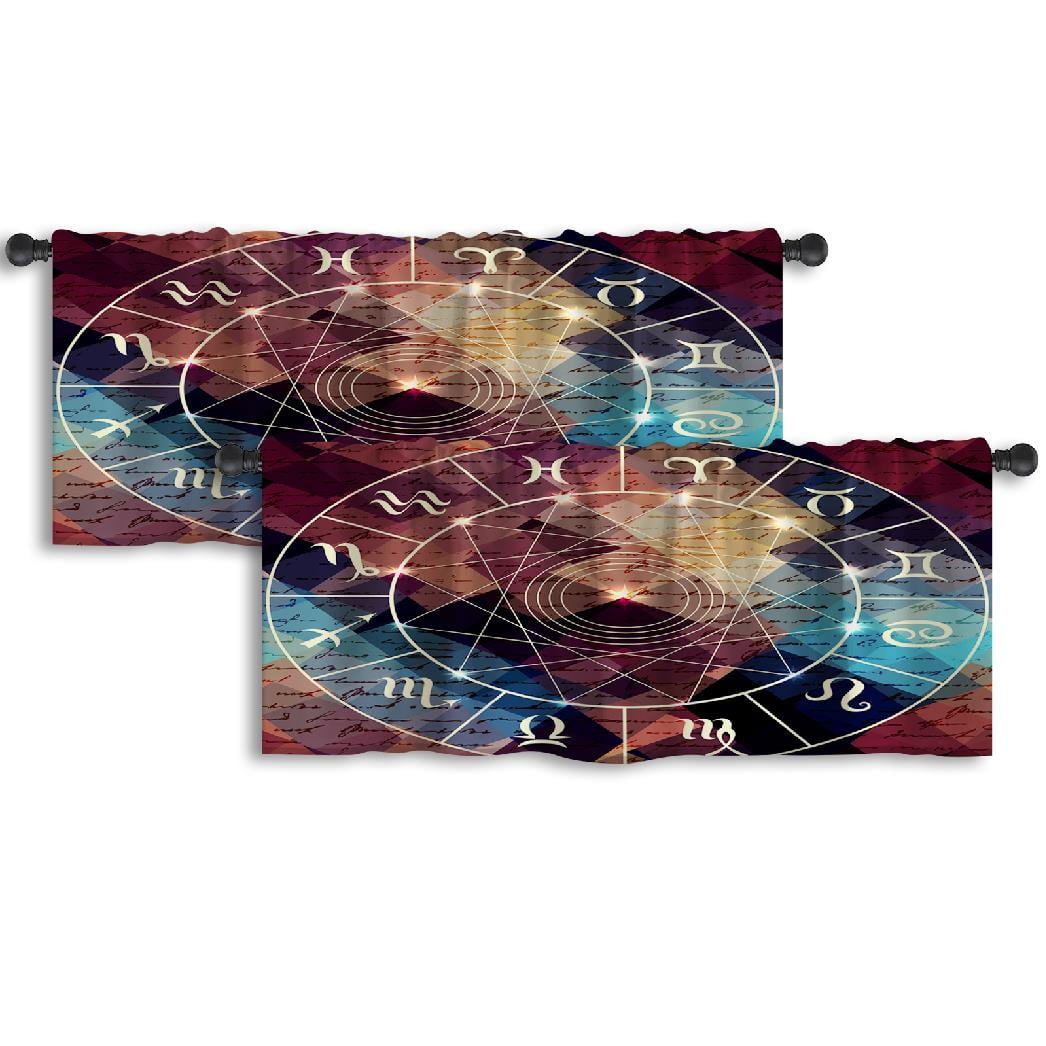 LALILO Kitchen Curtain Valance Magic Circle With Sign Grunge Rod Pocket ...