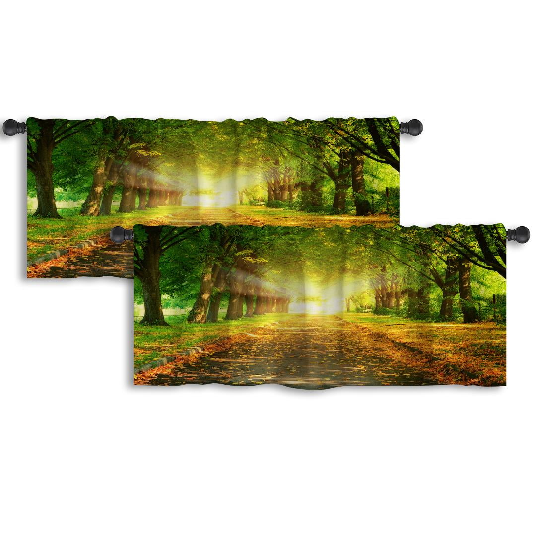 LALILO Kitchen Curtain Valance Magic Light And Walkway Autumn Rod ...