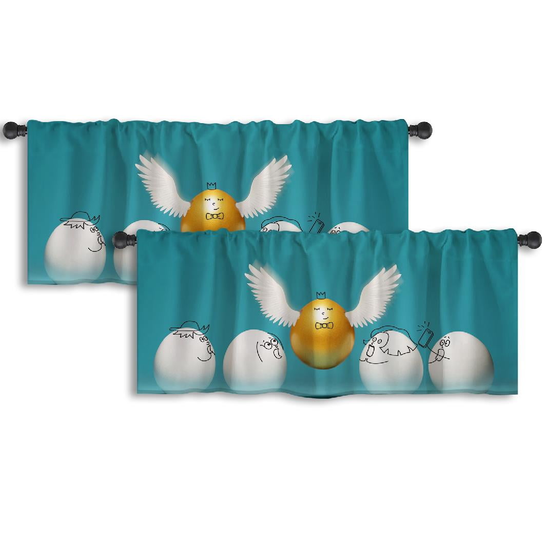 LALILO Kitchen Curtain Valance Man Jump Mountain Bike With Rod Pocket ...