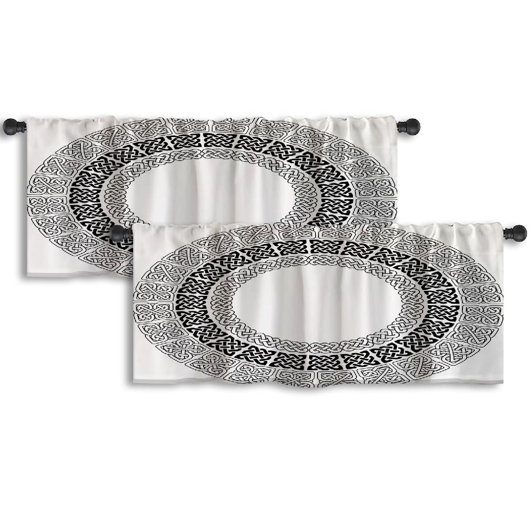 LALILO Kitchen Curtain Valance Mandala Celtic Knot Symbols Rod Pocket ...