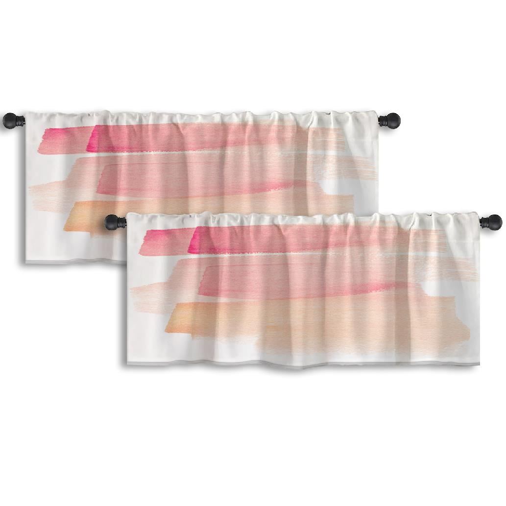 LALILO Kitchen Curtain Valance Mandala Round Watercolor Rod Pocket ...