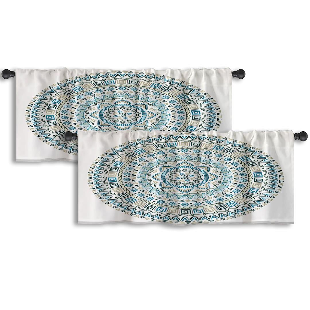 LALILO Kitchen Curtain Valance Mandala Round With Ethnic Rod Pocket ...