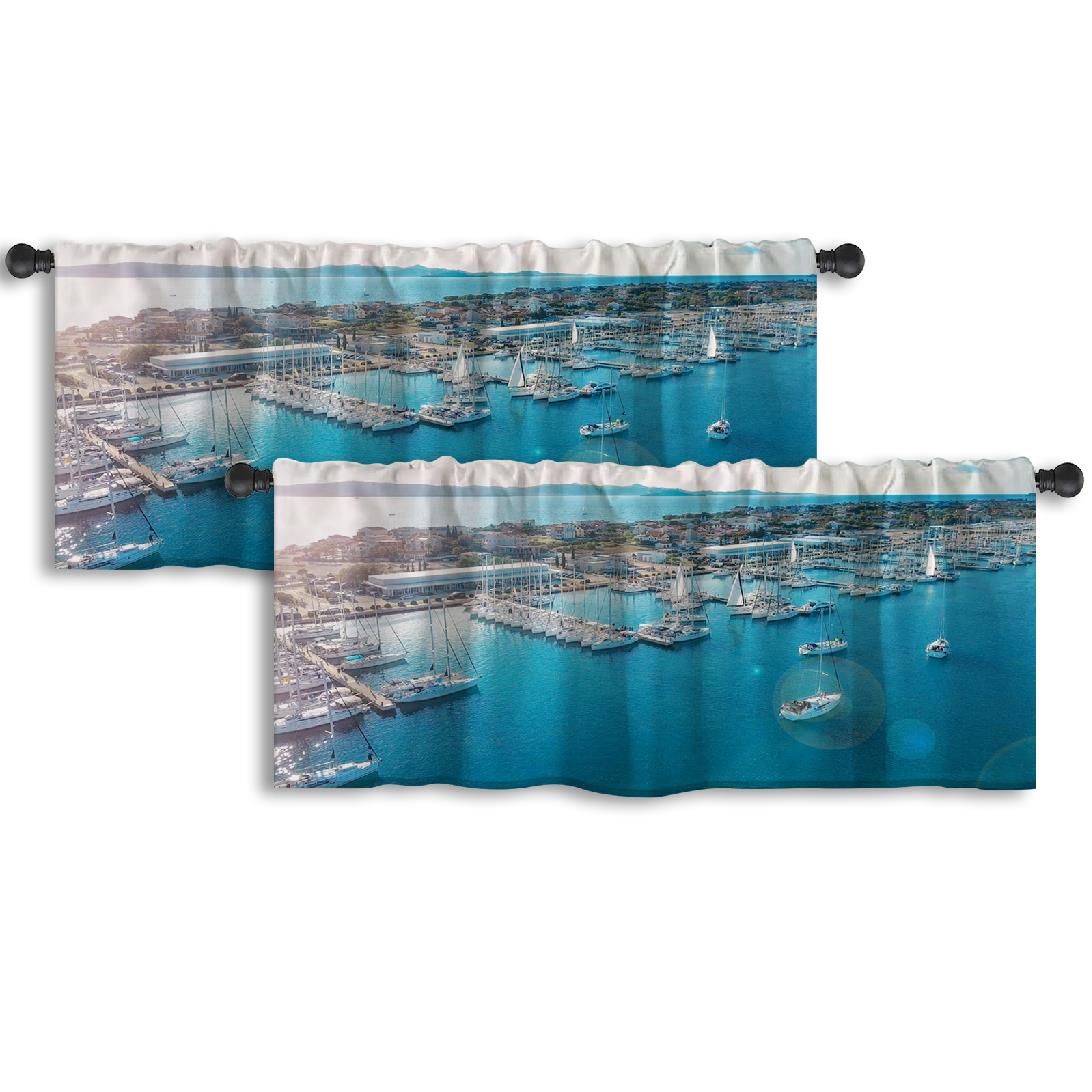 LALILO Kitchen Curtain Valance Map Africa Lion Elephant Monkey Rod ...