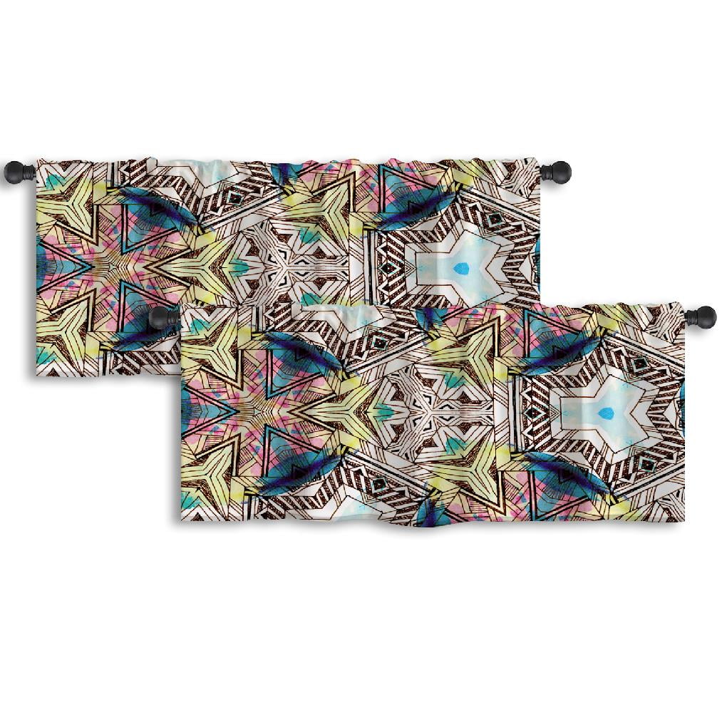 LALILO Kitchen Curtain Valance Map Vintage Map Star Vintage Rod Pocket ...