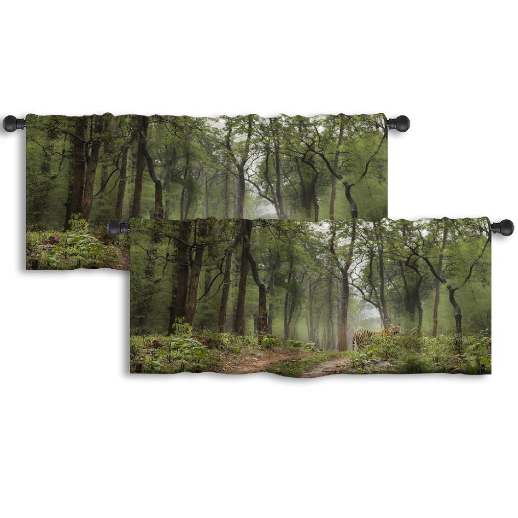 LALILO Kitchen Curtain Valance Marbled Blue Liquid Marble Rod Pocket ...