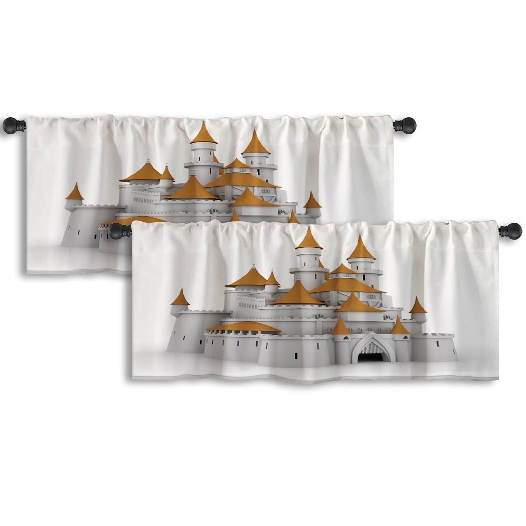 LALILO Kitchen Curtain Valance Medieval Can Castle Rod Pocket Window ...