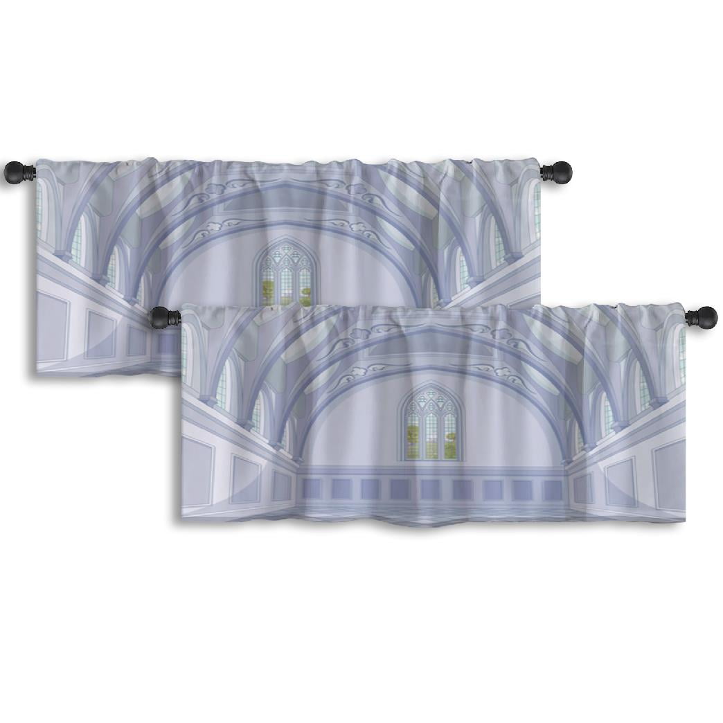LALILO Kitchen Curtain Valance Medieval Castle Castle Medieval Rod ...
