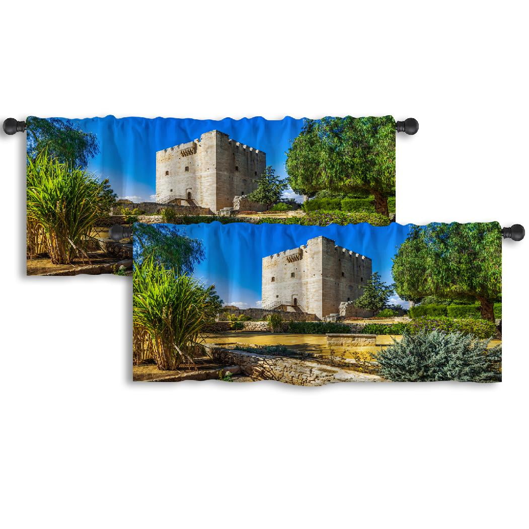 LALILO Kitchen Curtain Valance Medieval Castle Famous Landmark Rod ...