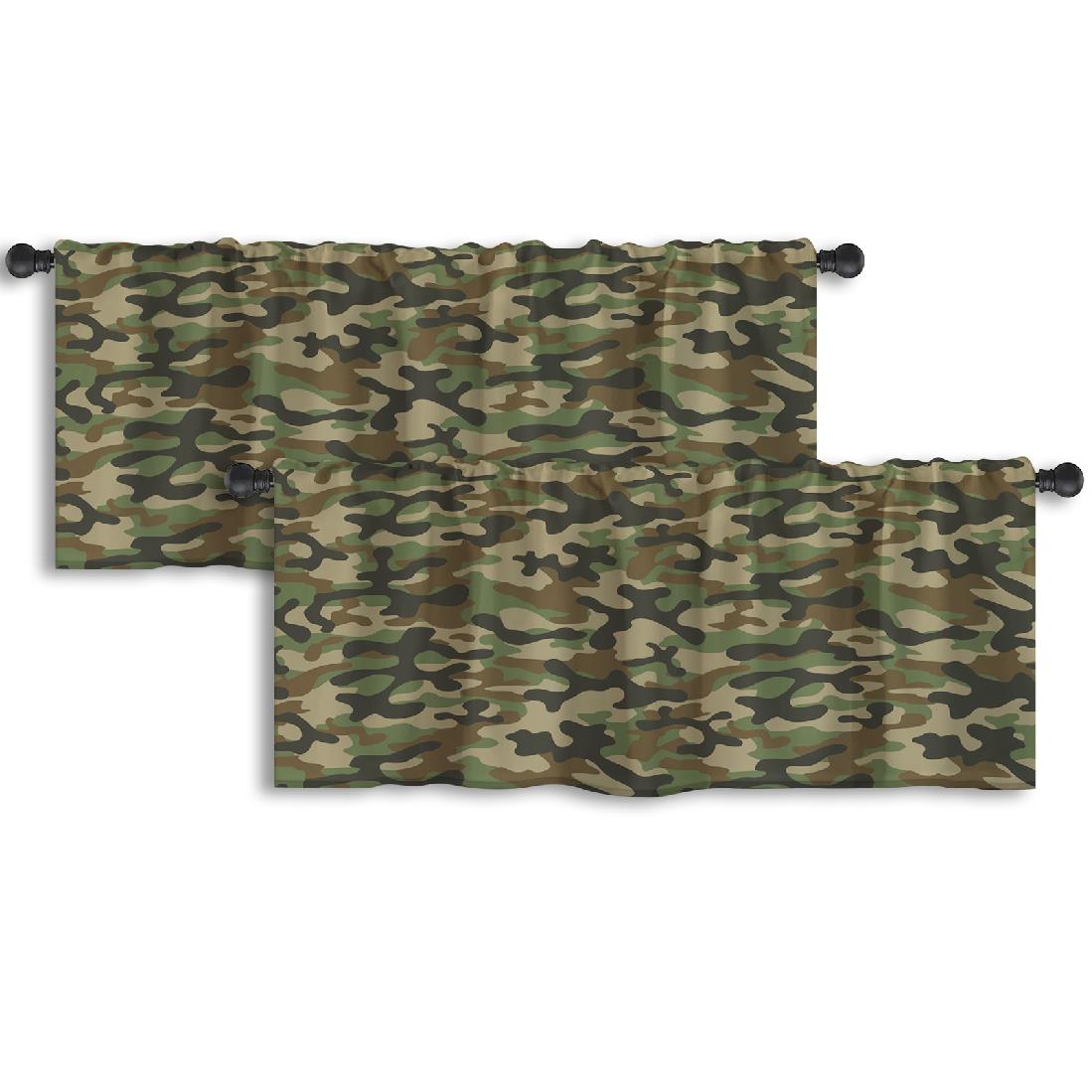 LALILO Kitchen Curtain Valance Military Army Green Hunting Rod Pocket ...