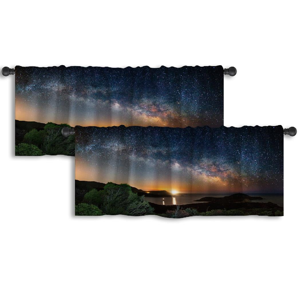 LALILO Kitchen Curtain Valance Milky Way Sky Night Star Starry Rod ...