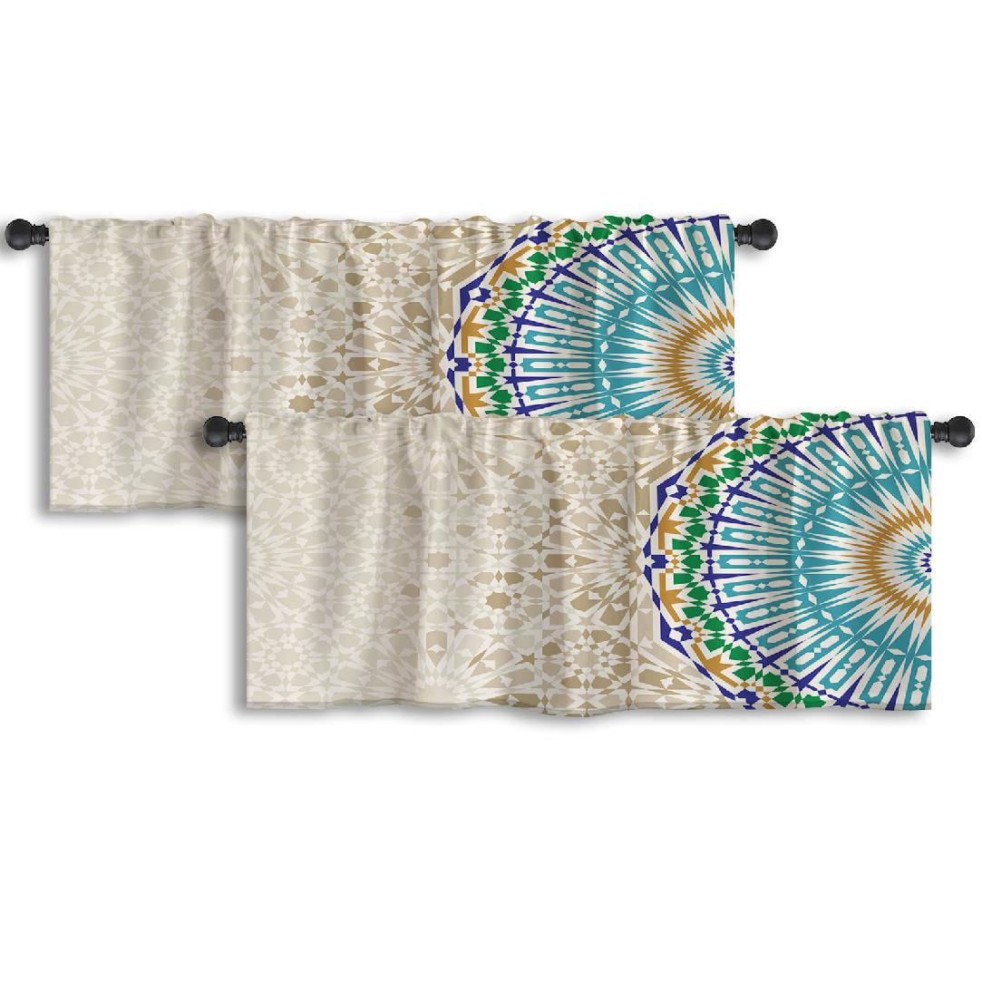 LALILO Kitchen Curtain Valance Morocco Mosaic Arabic Islamic Rod Pocket ...