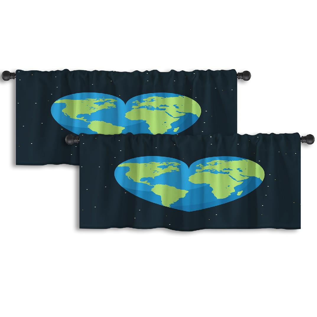 LALILO Kitchen Curtain Valance Mountain Women Bike Summer Rod Pocket ...