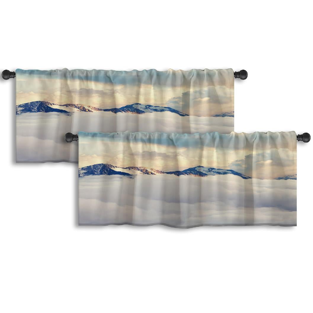 LALILO Kitchen Curtain Valance Mountain Women Bike Summer Rod Pocket ...