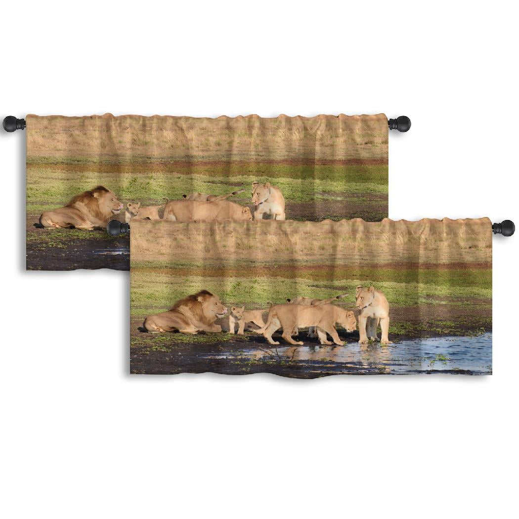 LALILO Kitchen Curtain Valance Natural Wooden Wood Stack Rod Pocket ...