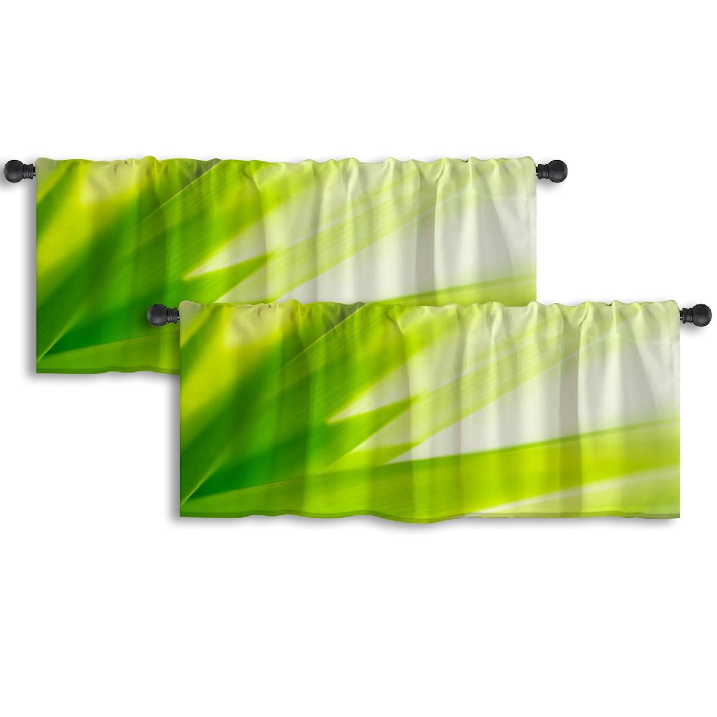 LALILO Kitchen Curtain Valance Nature Green Leaf Garden Rod Pocket ...