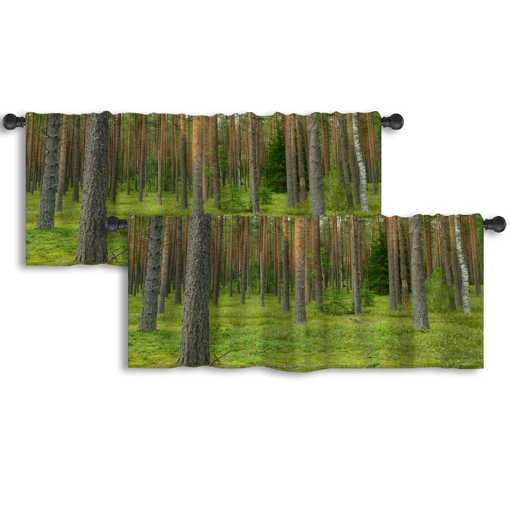 LALILO Kitchen Curtain Valance Nature Landscape With Pine Rod Pocket ...