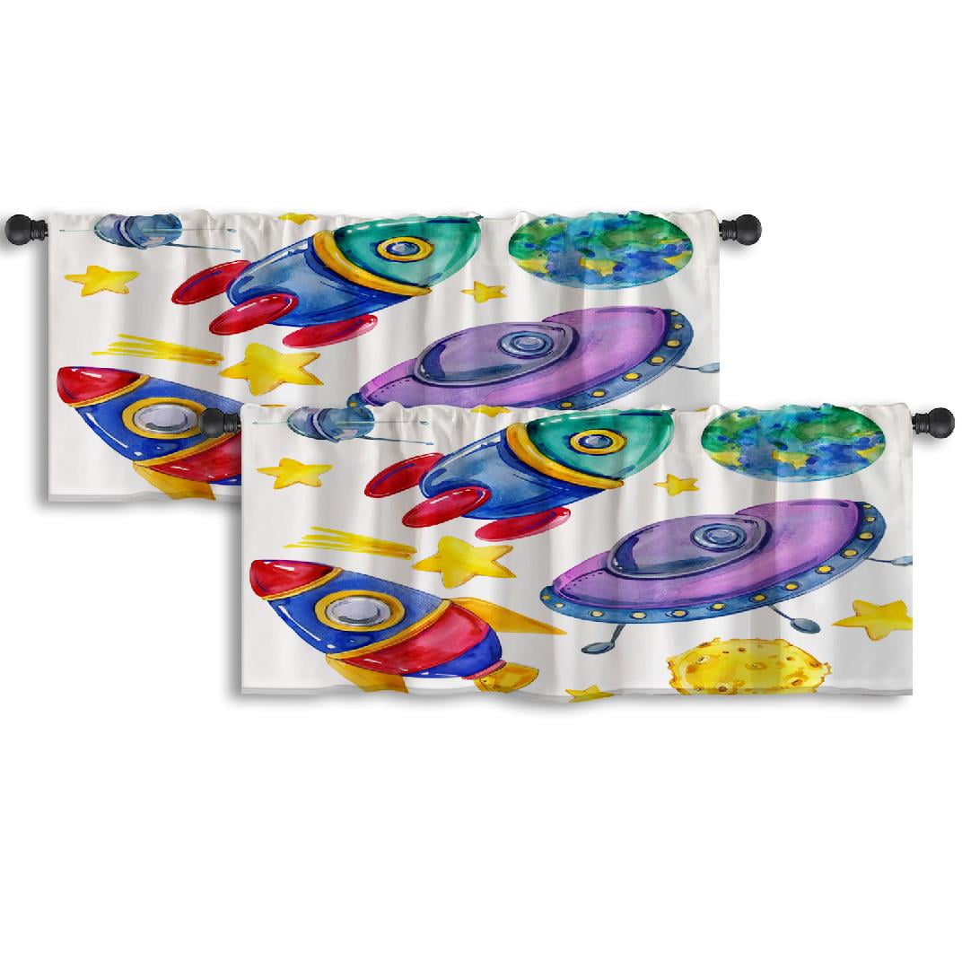 LALILO Kitchen Curtain Valance Nautical Retro Maritime Map Rod Pocket ...