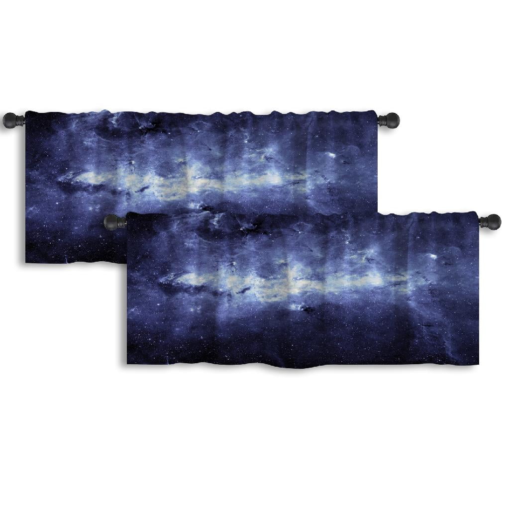 LALILO Kitchen Curtain Valance Nebulae Nasa Space Moon Galaxy Rod ...