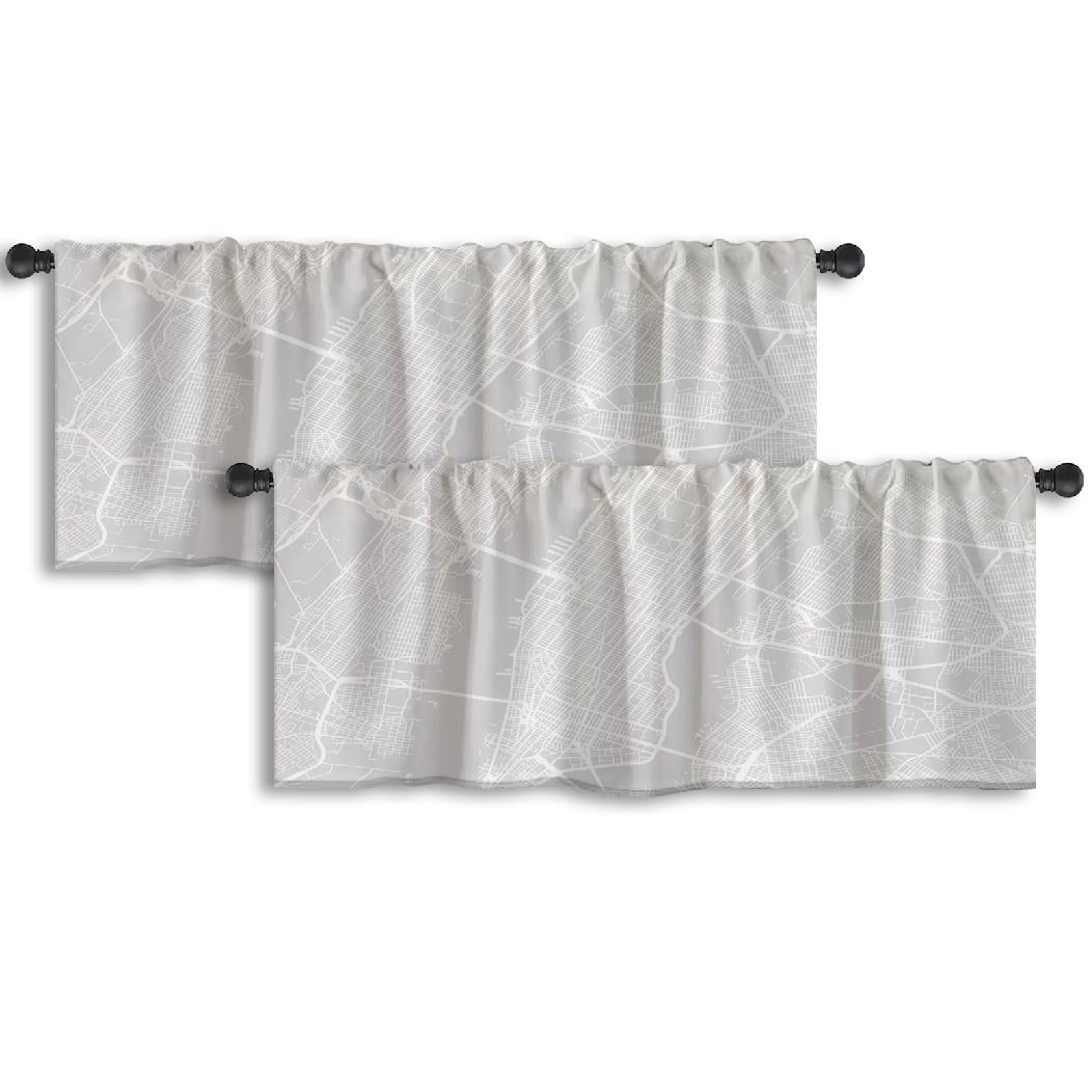 LALILO Kitchen Curtain Valance New York City Map Map City Rod Pocket ...