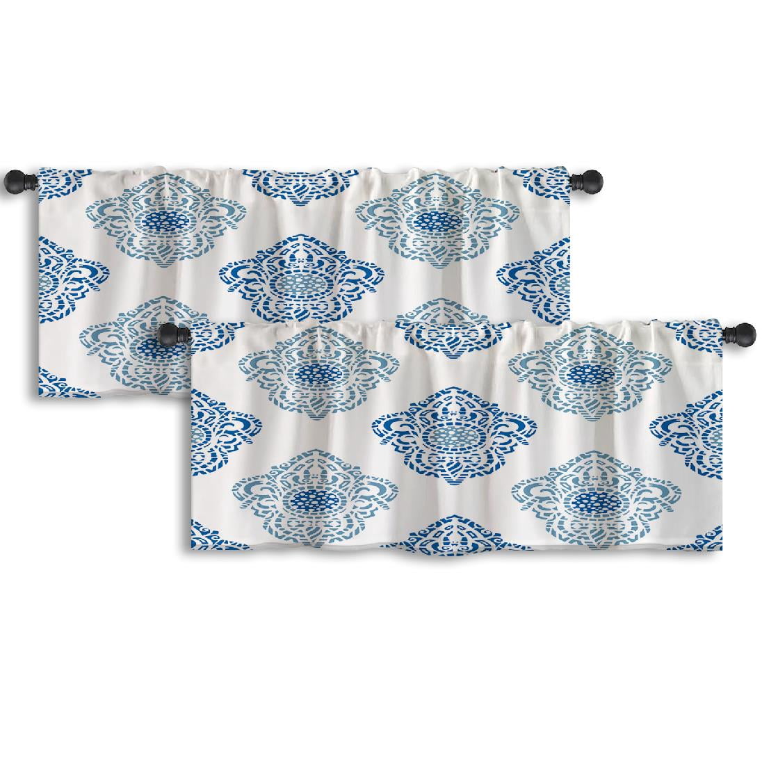 LALILO Kitchen Curtain Valance Ornamental Ethnic Art Indian Rod Pocket ...