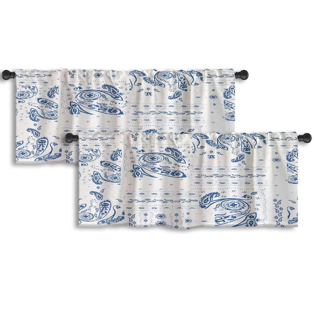 LALILO Kitchen Curtain Valance Paisley Patchwork Rod Pocket Window ...