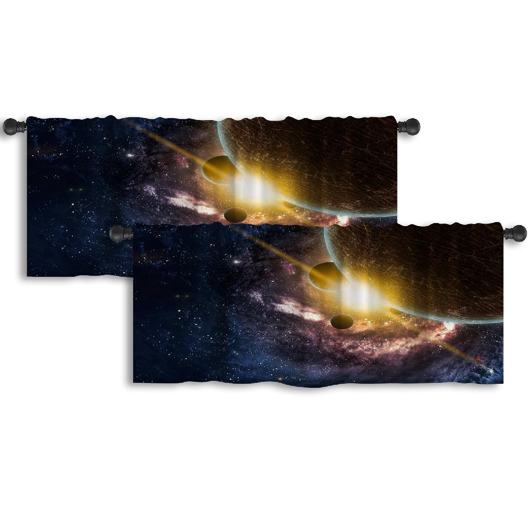 LALILO Kitchen Curtain Valance Planets Nebulae Space Space Rod Pocket ...