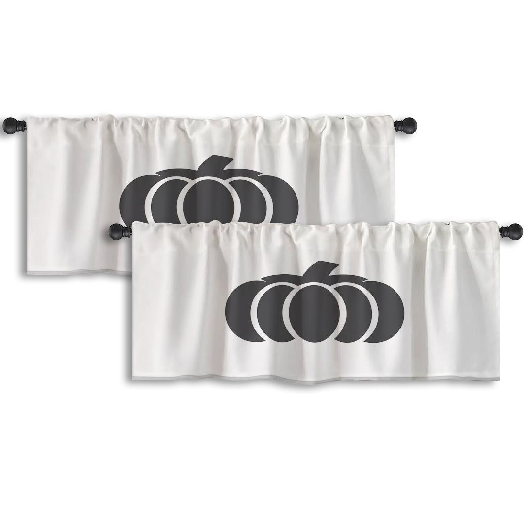 LALILO Kitchen Curtain Valance Pumpkin Flat Sign Mobile And Rod Pocket ...