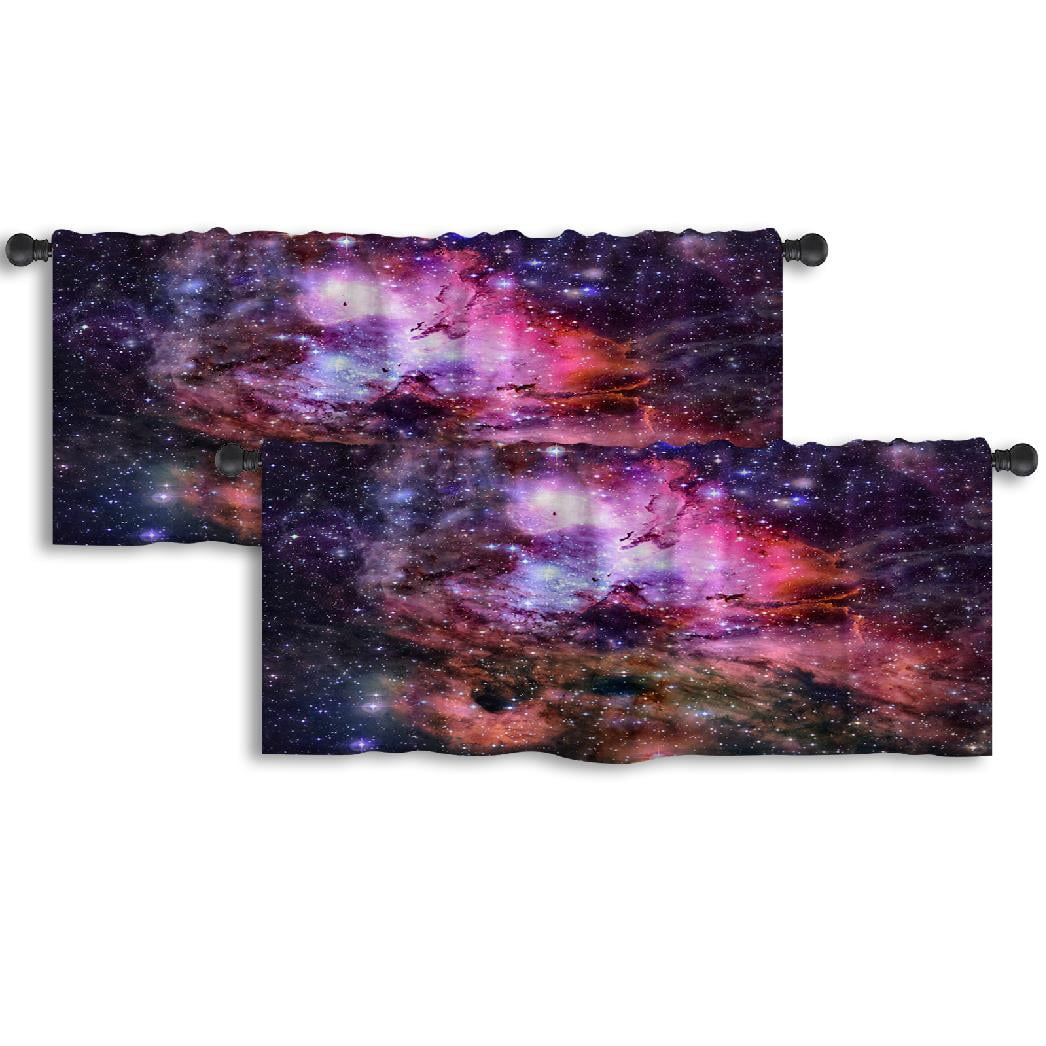 LALILO Kitchen Curtain Valance Purple Nebula Space Nasa Rod Pocket ...