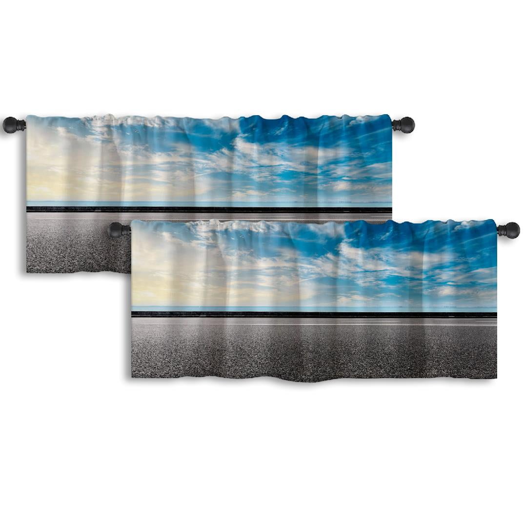 LALILO Kitchen Curtain Valance Red Watercolor Stain With Wash Rod ...