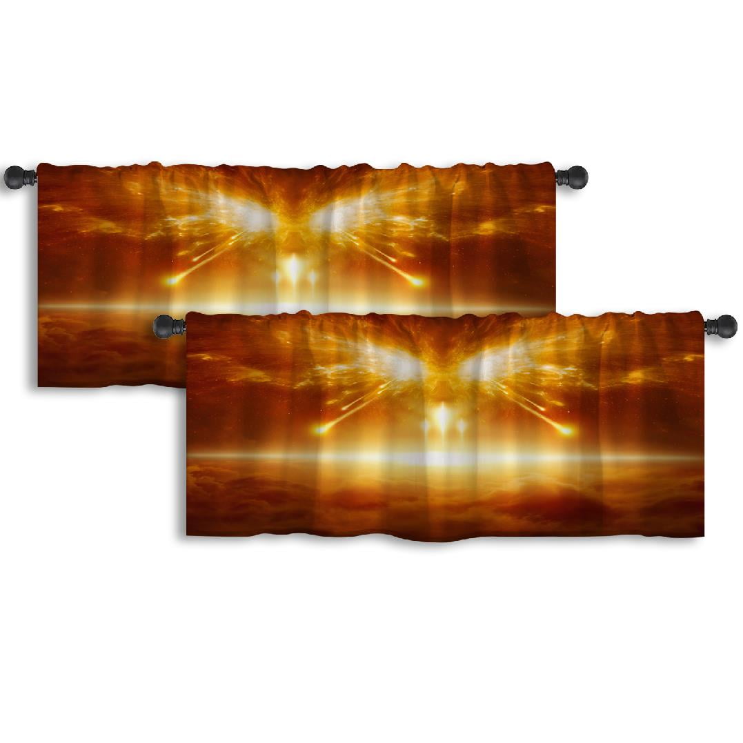 LALILO Kitchen Curtain Valance Religious World Nasa Fire Sky Rod Pocket ...