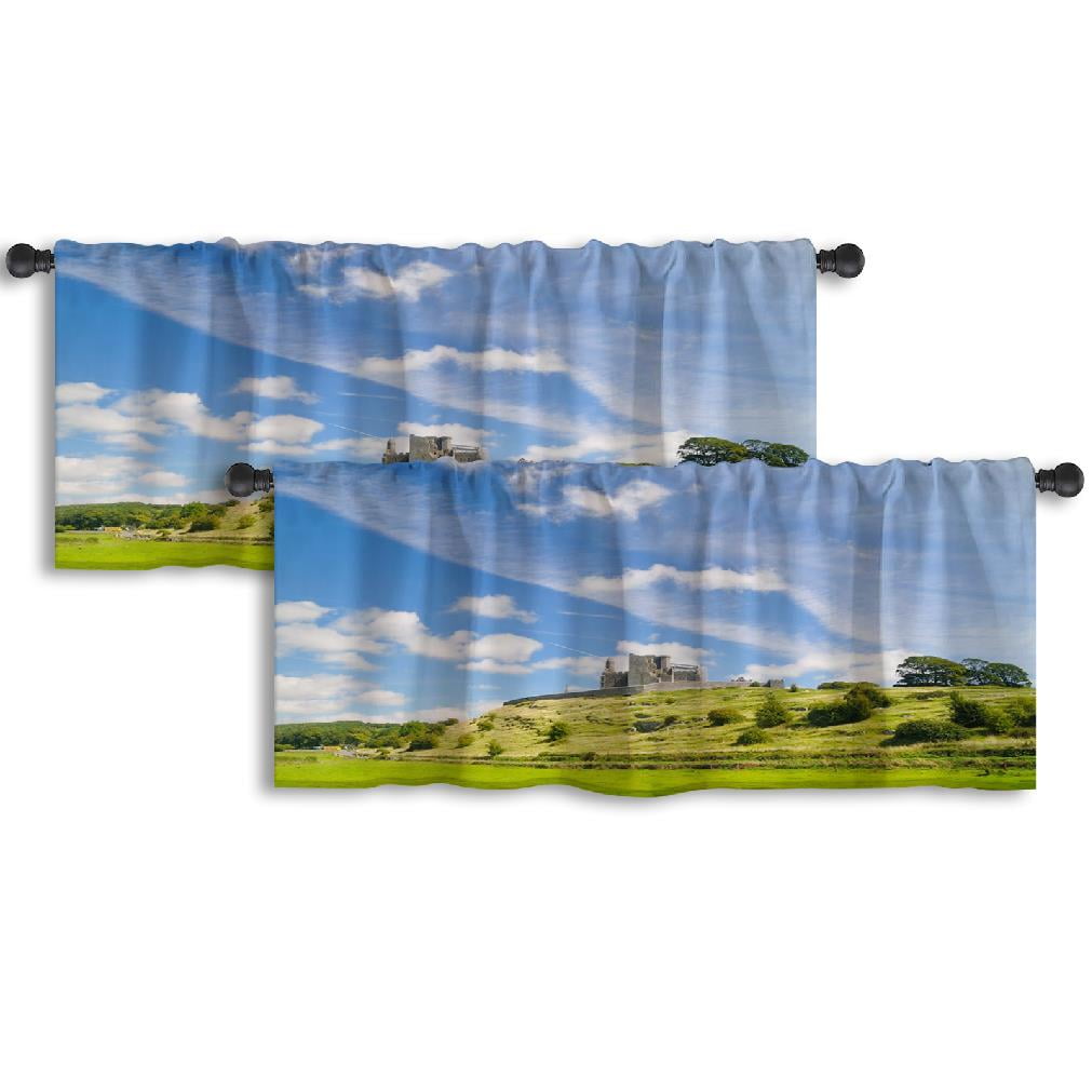 LALILO Kitchen Curtain Valance Rock Castle Ancient Church Rod Pocket ...