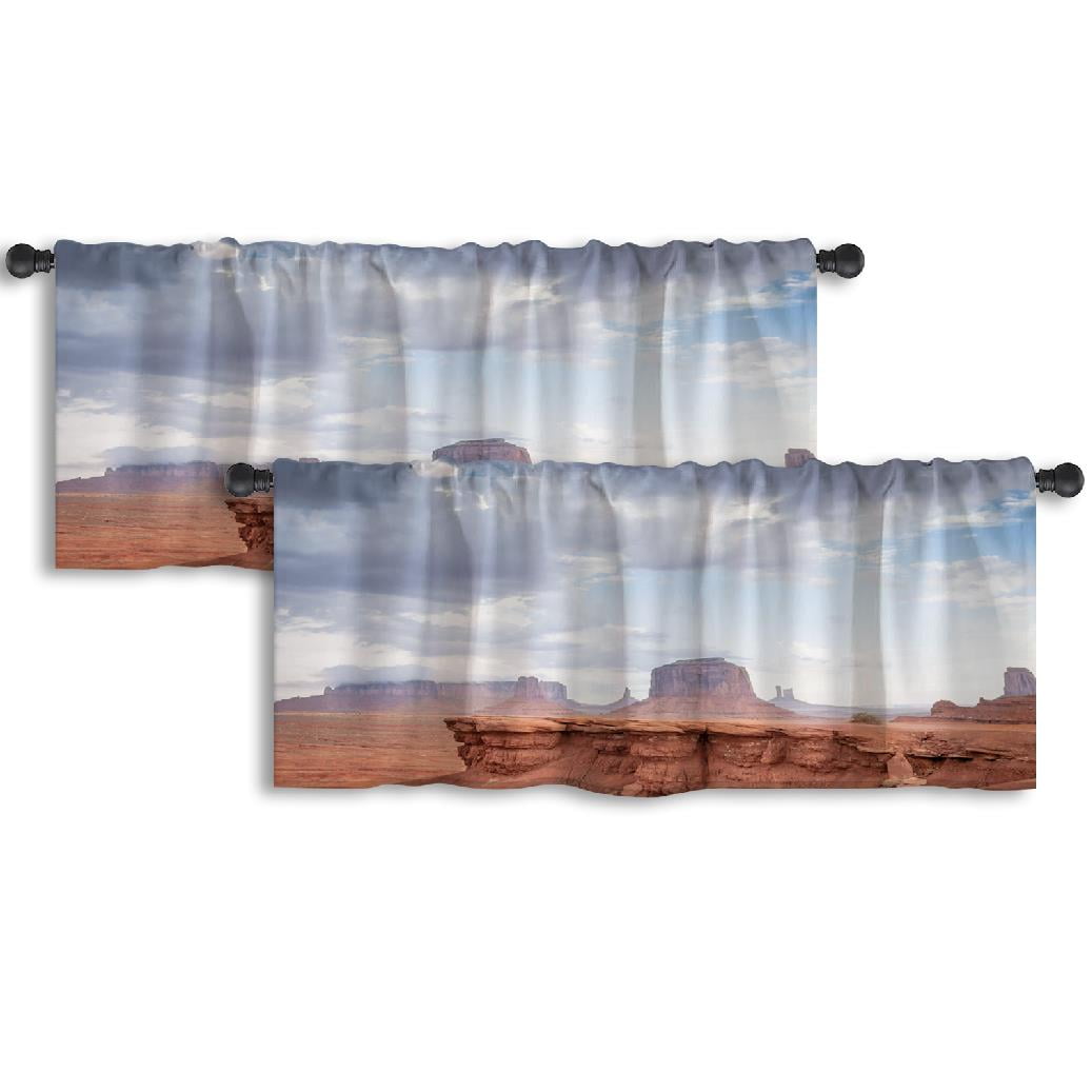 LALILO Kitchen Curtain Valance Rock Horse Valley Famous Rod Pocket ...