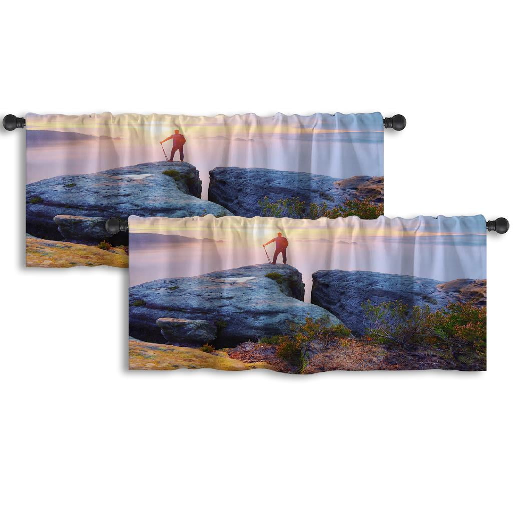LALILO Kitchen Curtain Valance Rock Valley Man Watch And Rod Pocket ...