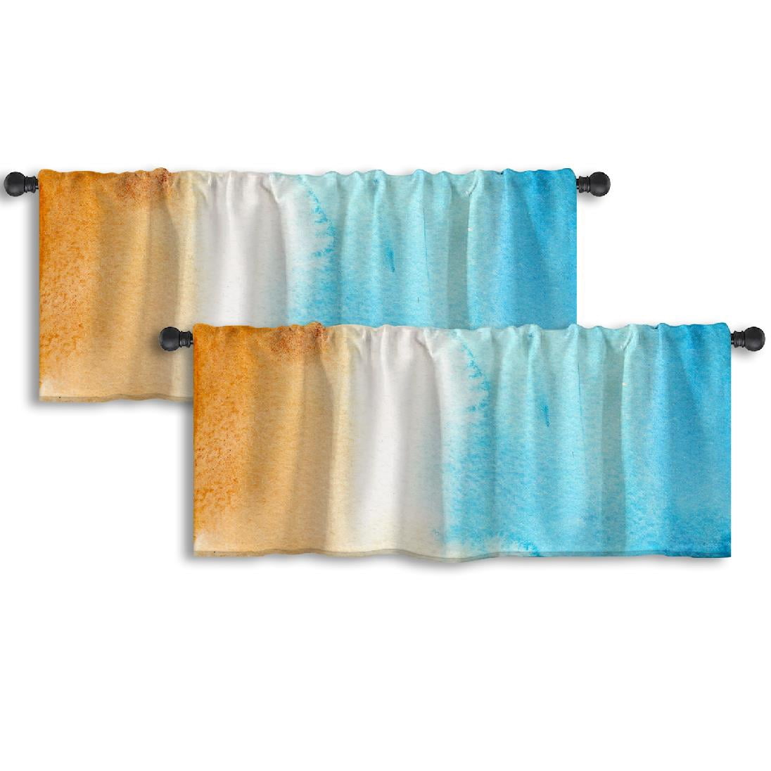 LALILO Kitchen Curtain Valance Round Watercolor Watercolor Rod Pocket ...