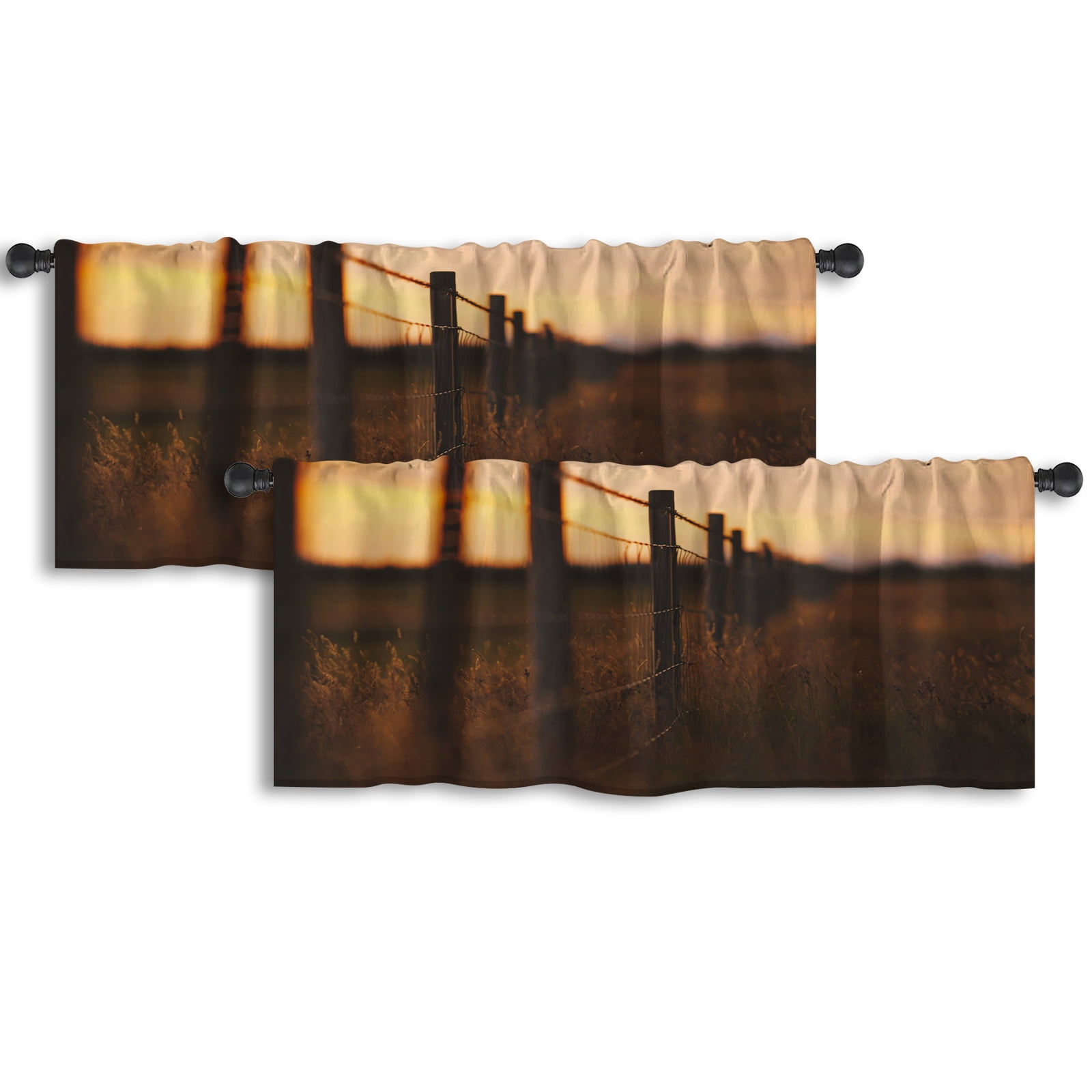 LALILO Kitchen Curtain Valance Rustic Ranch Southern Rod Pocket Window ...