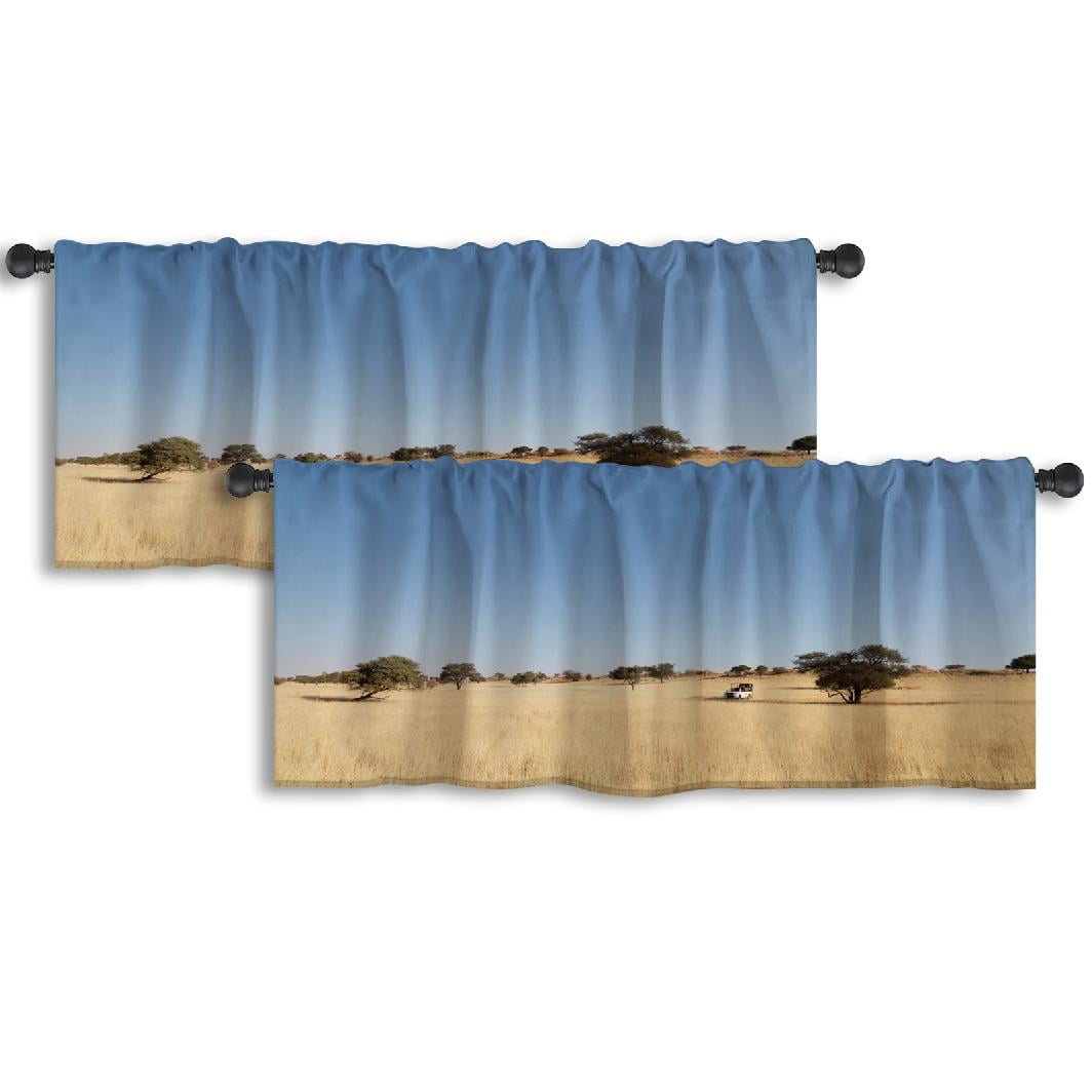 LALILO Kitchen Curtain Valance Safari With Cross Rod Pocket Window ...